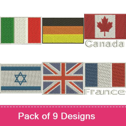 International Flags Embroidery design pack by Satin Stitch, Embroidery ...