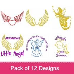 Delicate Angel Outlines Embroidery design pack by Satin Stitch ...