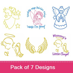 Angel Outlines Embroidery design pack by Satin Stitch, Embroidery Packs ...