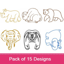 Wildlife Outlines Embroidery design pack by Satin Stitch, Embroidery ...