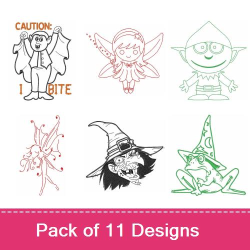 Fictional Charater Outlines Embroidery design pack by Satin Stitch ...