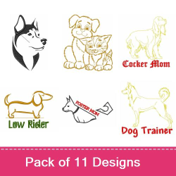 Dog Outlines Embroidery design pack by Satin Stitch, Embroidery Packs ...