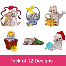 Cute Kittens Embroidery design pack by Stitchitize, Embroidery Packs on ...