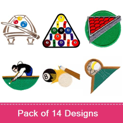 Billiards Embroidery design pack by Stitchitize, Embroidery Packs on ...
