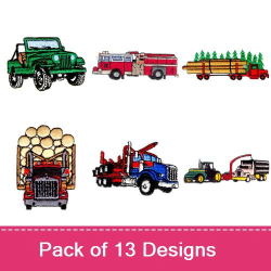 Working Vehicles Embroidery design pack by Stitchitize, Embroidery ...