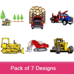 Construction Tractors Embroidery design pack by Stitchitize, Embroidery ...