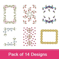 Floral Rectangle Frames Embroidery design pack by Stitchitize ...