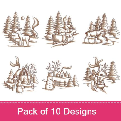 Toile Christmas Scene Embroidery design pack by Sweet Heirloom ...