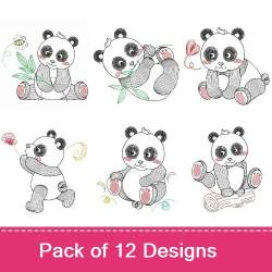 Cute Baby Panda Embroidery design pack by Sweet Heirloom, Embroidery ...