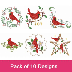 Christmas Cardinals Embroidery design pack by Sweet Heirloom ...