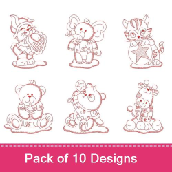 Redwork Baby Animals Embroidery design pack by Sweet Heirloom ...
