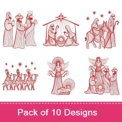Redwork Nativity Embroidery design pack by Sweet Heirloom, Embroidery ...