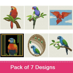 Gorgeous Parrots Embroidery design pack by Wind Bell Embroidery ...