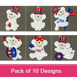 FSL Patriotic Bears Embroidery design pack by Wind Bell Embroidery ...