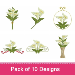 Elegant Lily Embroidery design pack by Wind Bell Embroidery, Embroidery ...