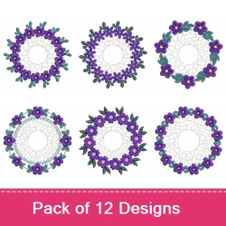 Flower Wreath 1 Embroidery design pack by Wind Bell Embroidery ...