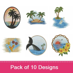 Tropical Island Embroidery design pack by Wind Bell Embroidery ...