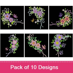 Elegant Floral Embroidery design pack by Wind Bell Embroidery ...