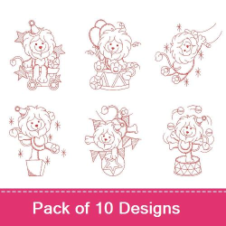 Redwork Circus Lion Embroidery design pack by Wind Bell Embroidery ...