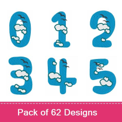 Sky Cloud Font Embroidery design pack by Windmill Designs, Embroidery ...