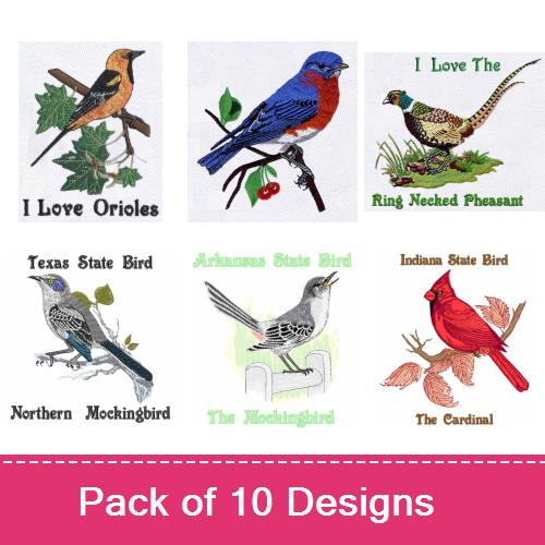 Embroidered State Birds
