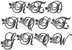 Rose Monogram Font by Great Notions on EmbroideryDesigns.com ...