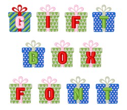 Gift Box Font by Hopscotch on EmbroideryDesigns.com | EmbroideryDesigns.com