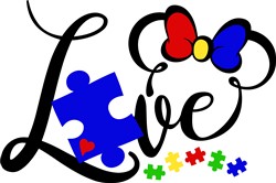 Minnie Mouse Autism Love SVG cut file at EmbroideryDesigns.com ...