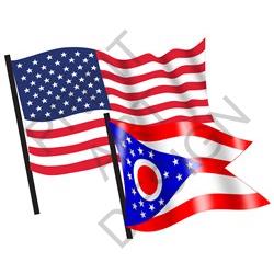 U. S . and Ohio Flags print art print art at EmbroideryDesigns.com ...