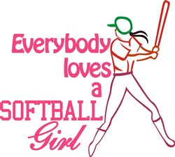 Softball Girl print art print art at EmbroideryDesigns.com ...