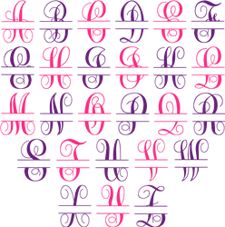 Split Script Alphabet SVG cut file at EmbroideryDesigns.com ...