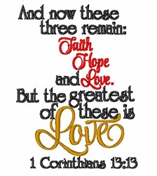 1 Corinthians 13:13 Embroidery Design | EmbroideryDesigns.com