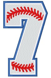 Baseball Number 7 Embroidery Design | EmbroideryDesigns.com
