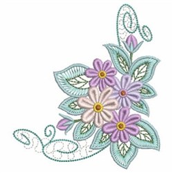 Heirloom Daisy Corner Embroidery Design | EmbroideryDesigns.com