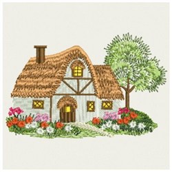 Thatch Roof Cottage Embroidery Design | EmbroideryDesigns.com