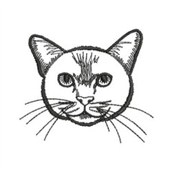 Cat Head Outline Embroidery Design | EmbroideryDesigns.com