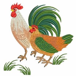 Rooster & Hen Embroidery Design | EmbroideryDesigns.com