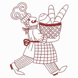 Redwork French Chef Embroidery Design | EmbroideryDesigns.com