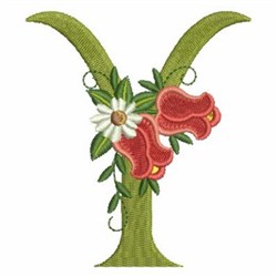 Rose Alphabet Y Embroidery Design | EmbroideryDesigns.com