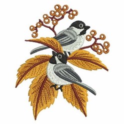 Two Chickadees Embroidery Design | EmbroideryDesigns.com