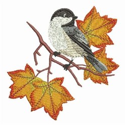 Fall Chickadee Embroidery Design | EmbroideryDesigns.com