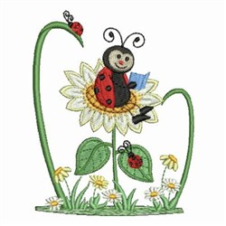 Daisy Ladybugs Embroidery Design | EmbroideryDesigns.com