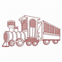 Redwork Train Engine Embroidery Design | EmbroideryDesigns.com