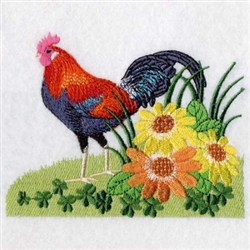 Colorful Rooster Embroidery Design | EmbroideryDesigns.com