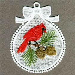 FSL Cardinal Ornament Embroidery Design | EmbroideryDesigns.com