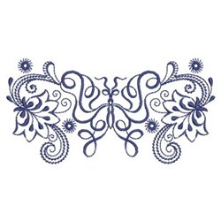 Bluework Jacobean Border Embroidery Design | EmbroideryDesigns.com