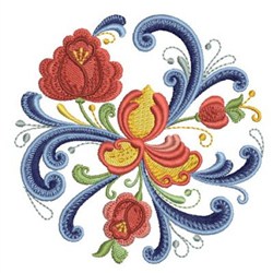 Rosemaling Roses Embroidery Design | EmbroideryDesigns.com