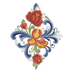 Rosemaling Roses Embroidery Design | EmbroideryDesigns.com