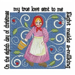 8 Maids Milking Embroidery Design | EmbroideryDesigns.com