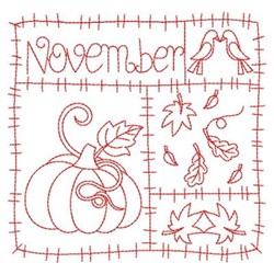 Redwork November Embroidery Design | EmbroideryDesigns.com